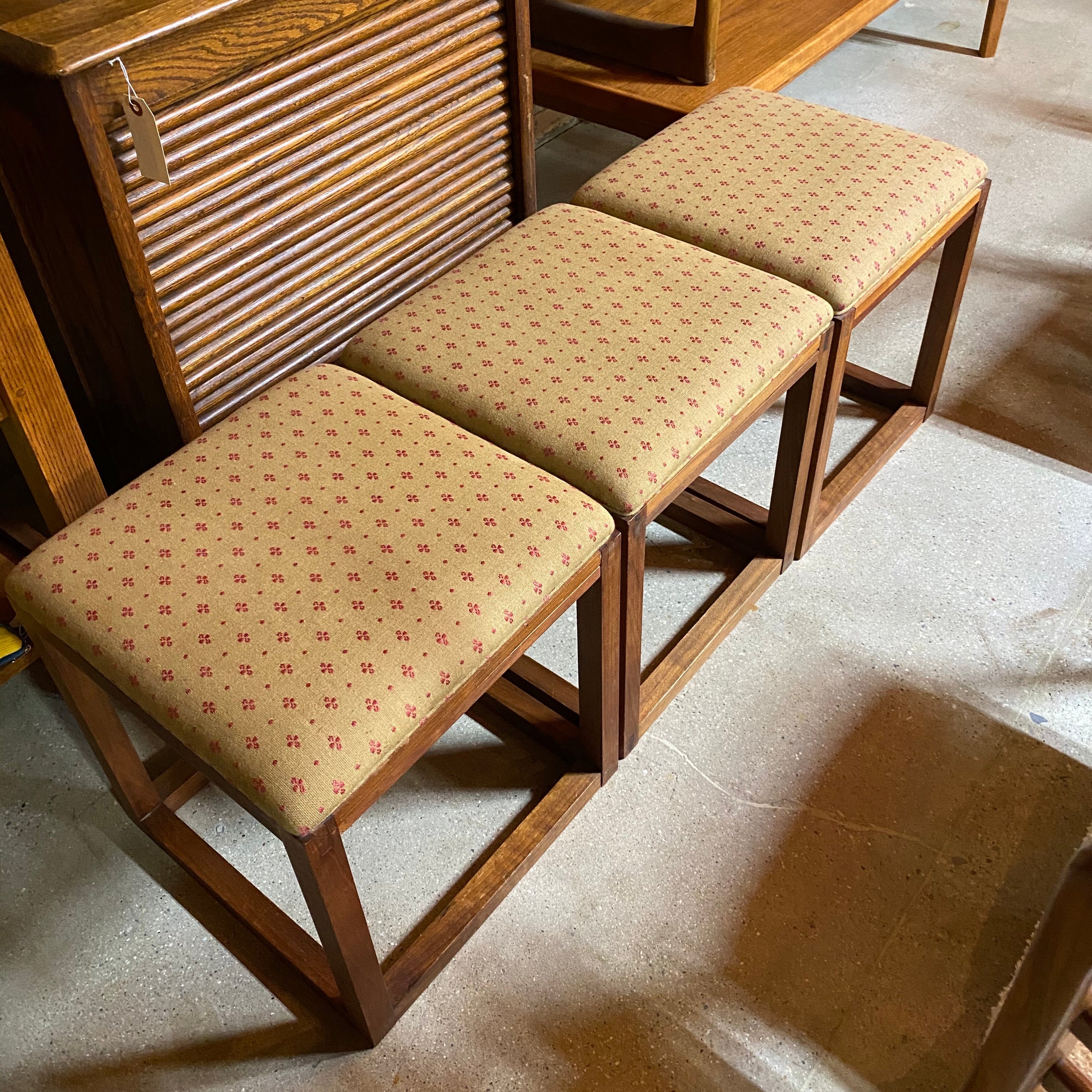 Set of 3 Upholstered Benches/Snack Tables | Featuring antique, vintage ...
