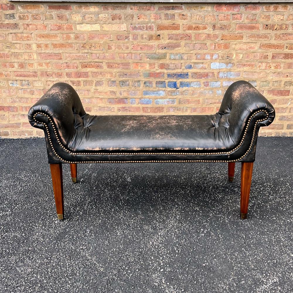 Henredon Distressed Leather Bench | Featuring antique, vintage, and mid ...