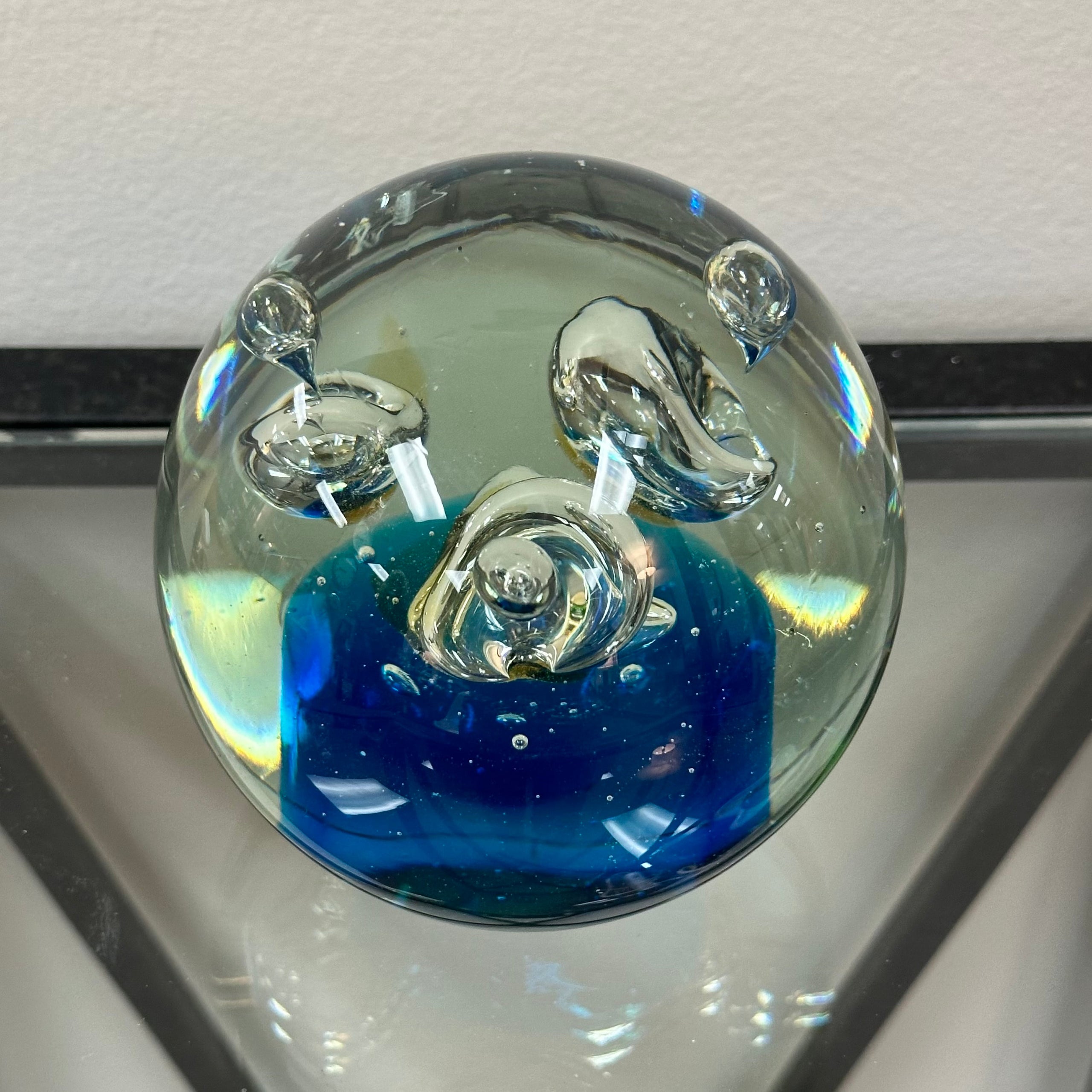 Bubble Glass Paperweight, large blue | Featuring antique, vintage, and ...